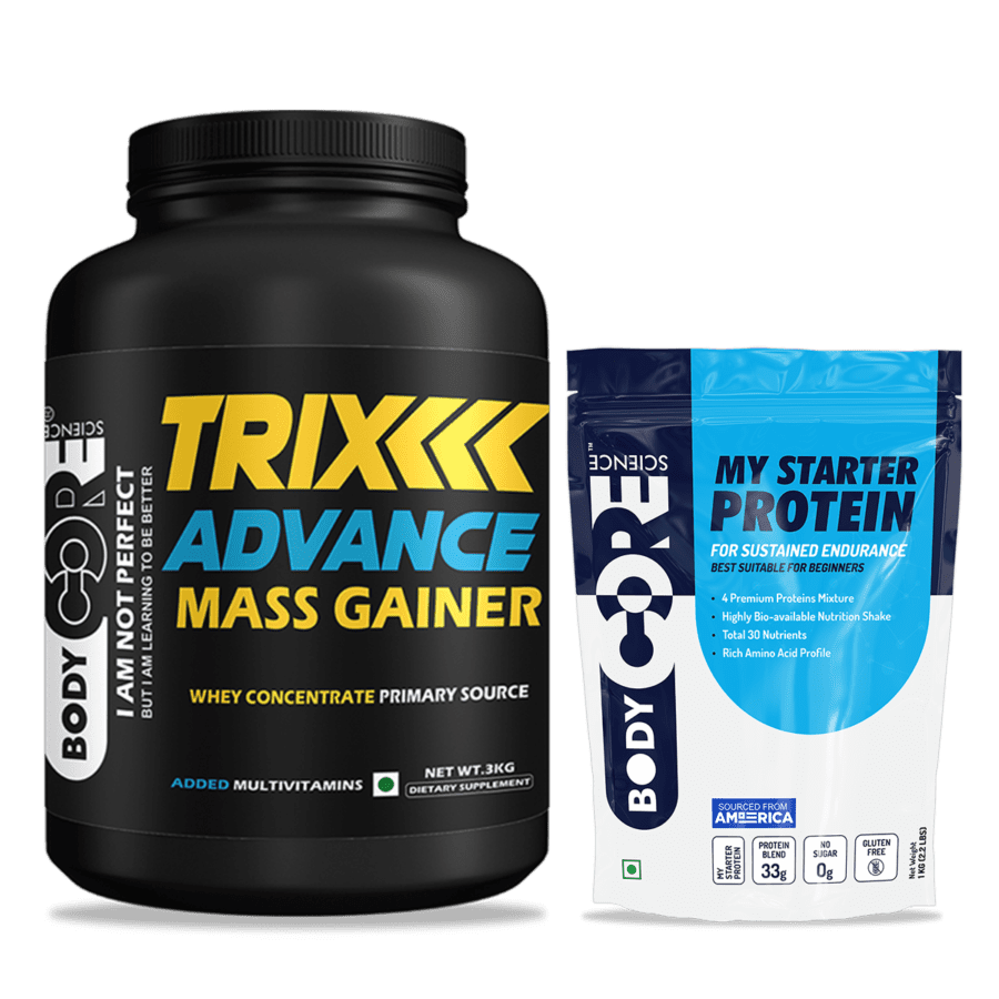 BCS Mass Gainer 5kg + Starter Protein 1kg + T-Shirt + Shaker | Body ...