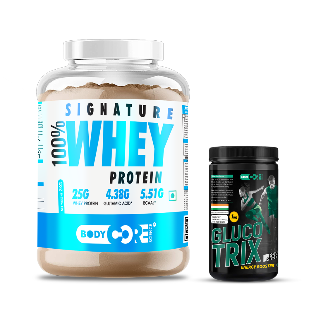 BCS Signature 100% Whey Protein (2kg) + BCS Glucotrix Energy Booster ...
