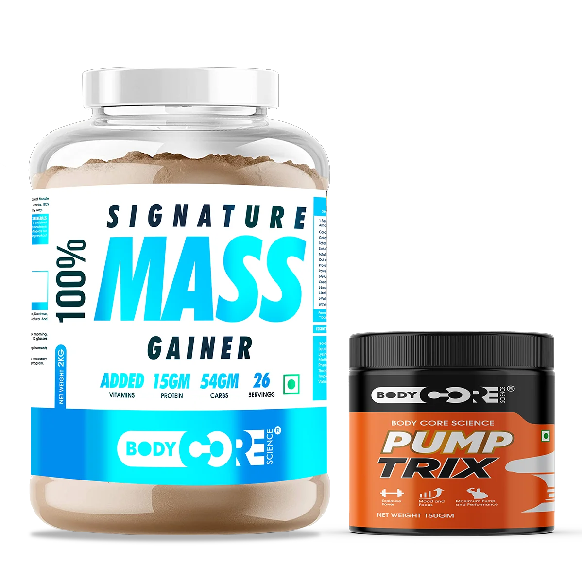 BCS Signature 100% Mass Gainer (2Kg) + BCS PUMPTRIX Pre Workout | Body ...